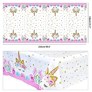 Unicorn Birthday Party Decorations Girls - 110PCS Unicorn Party Supplies, Balloon Arch Garland Kit with Unicorn Rainbow Birthday Backdrop, Unicorn Tablecloth, Birthday Balloons, Confetti Balloons