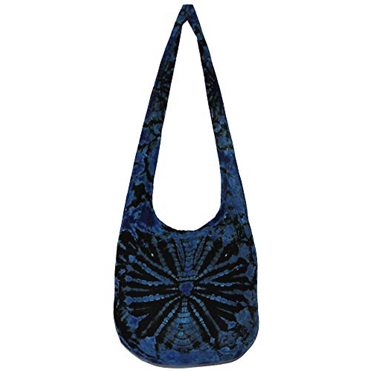 TIE DYE Crossbody Bohemian Shoulder Bag Hobo Purse Big 39" (DarkBlueBlack)