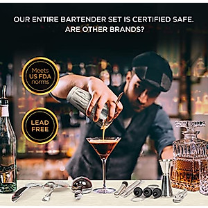 Travel Bartender Kit with 20 Piece Stainless Steel Travel Bar Kit Set and Portable Bartender Kit Bag for Traveling Camping Professional Bartender Kit for Bartending and Cocktail Making