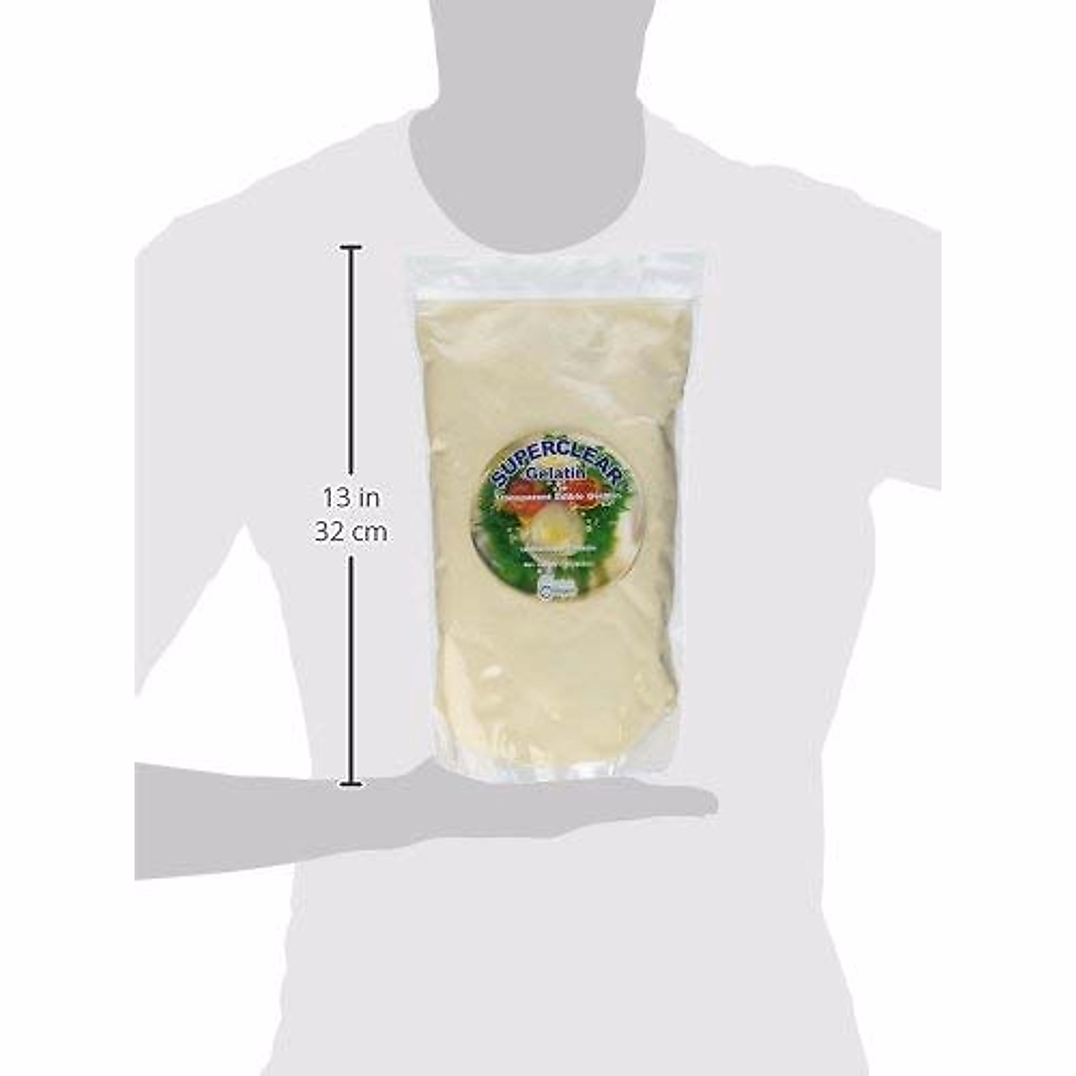 SuperClear Gelatin Powder (Grenetine) - 300 Bloom Food Grade Gelatin for Cake Art, Dessert Molds - Edible, Unflavored, Ko Kosher - 2 lb. Resealable Pouch