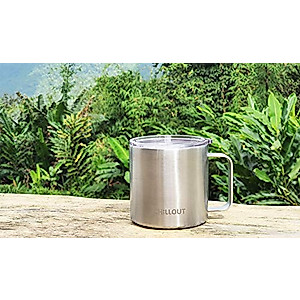 CHILLOUT LIFE Stainless Steel 16 oz Vacuum Insulated Coffee Mug with Handle and Lid, Large Thermal Camping Coffee Mug Cup with Durable Sliding Lid for Men & Women, Keeps your Beverages Hot & Cold