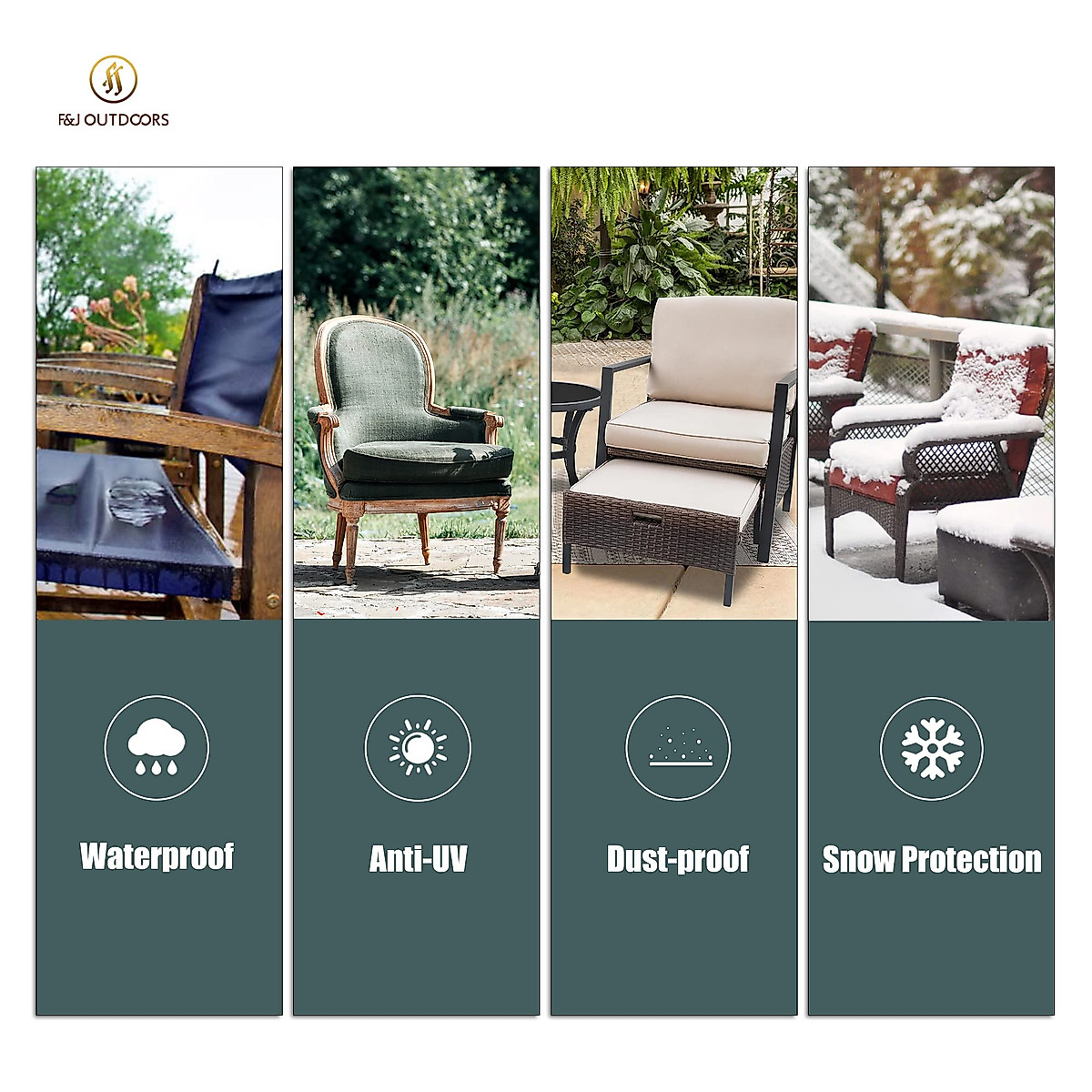 Patio Chair Cover, Waterproof UV Resistant Heavy Duty Outdoor Chair Covers for Stacking chairs, 27"W x 37"D x 47"H, Beige