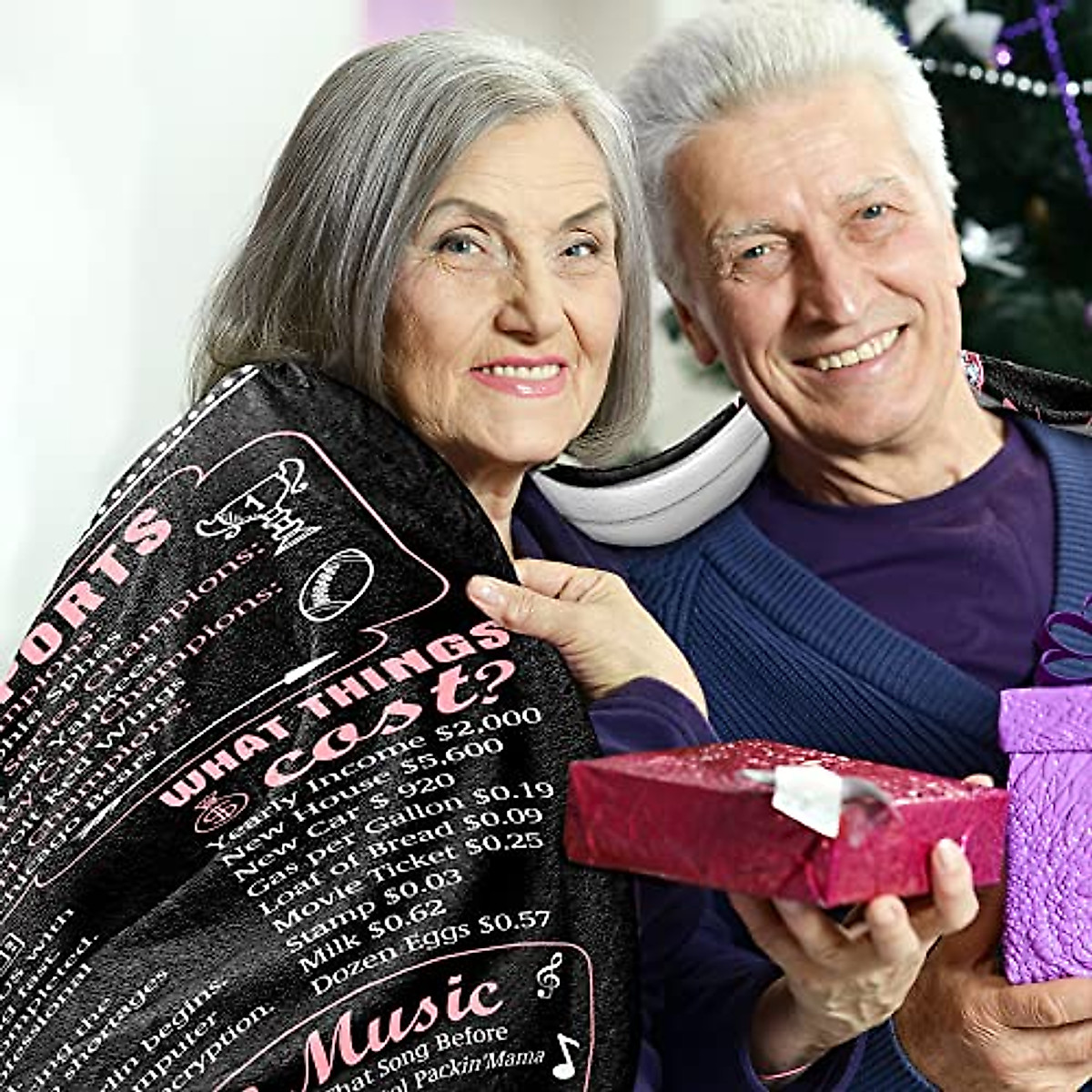 KERAOO 80 Years Ago 80th Birthday Wedding Anniversary Throw Blanket, Perfect 1943 Birthday Gifts Ideas for Wife Husband Mom Dad Friends, Gold Back in 1943 50th Birthday Gifts