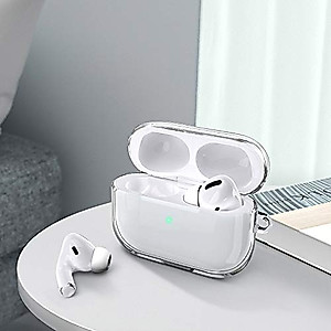 ULAK Compatible with Airpods Pro Case Clear, Designed Protective Cover Soft TPU Transparent Shockproof Case Accessories Keychain for Airpods Pro 1st Generation 2019 [Front Led Visible], Crystal Clear