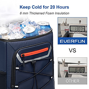 EVERFUN Cooler Backpack Insulated Leakproof 30 Cans, Cooler Bag with 2 Insulated Compartments Waterproof, Lightweight Hiking Beach Lunch Travel Camping Cooler for Men and Women