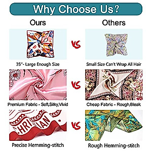 vimate Silk Head Scarves, Women's Lightweight 35" Square Satin Scarf for Hair Wrapping at Night. (Style-13)