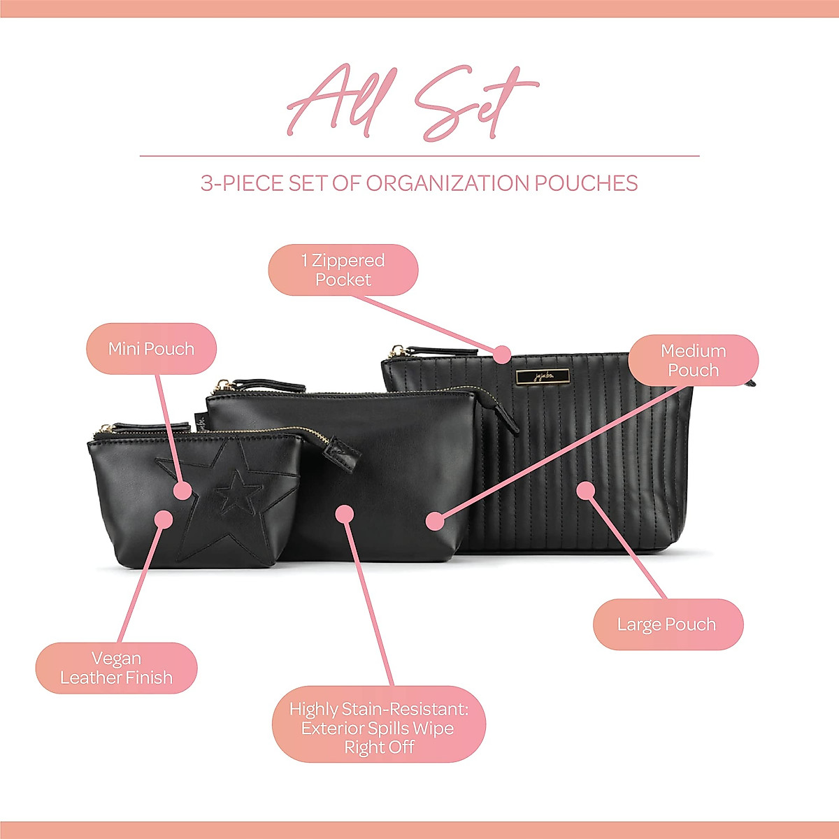 JuJuBe | All Set, Designer Purses and Handbags for Moms, Handbags for Ladies | Black