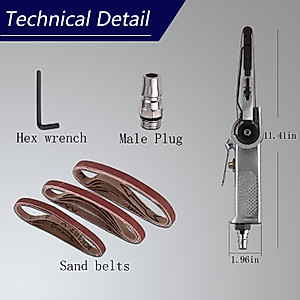 HYFN Pneumatic Belt Sander Air Powered 1.5HP 6CFM Air Tools 3/8" Handheld Belt Sander Mini Belt Sander