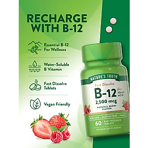 Nature's Truth B12 Vitamin | 60 Sublingual Tablets | 2500 mcg | Vegetarian, Non-GMO & Gluten Free