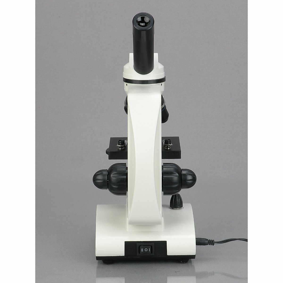 AmScope M160C-2L-PB10 Cordless Compound Monocular Microscope, WF10x and WF25x Eyepieces, 40x-1000x Magnification, Upper and Lower LED Illumination with Rheostat, Brightfield, Single-Lens Condenser, Coaxial Coarse and Fine Focus, Plain Stage, 110V or Batte