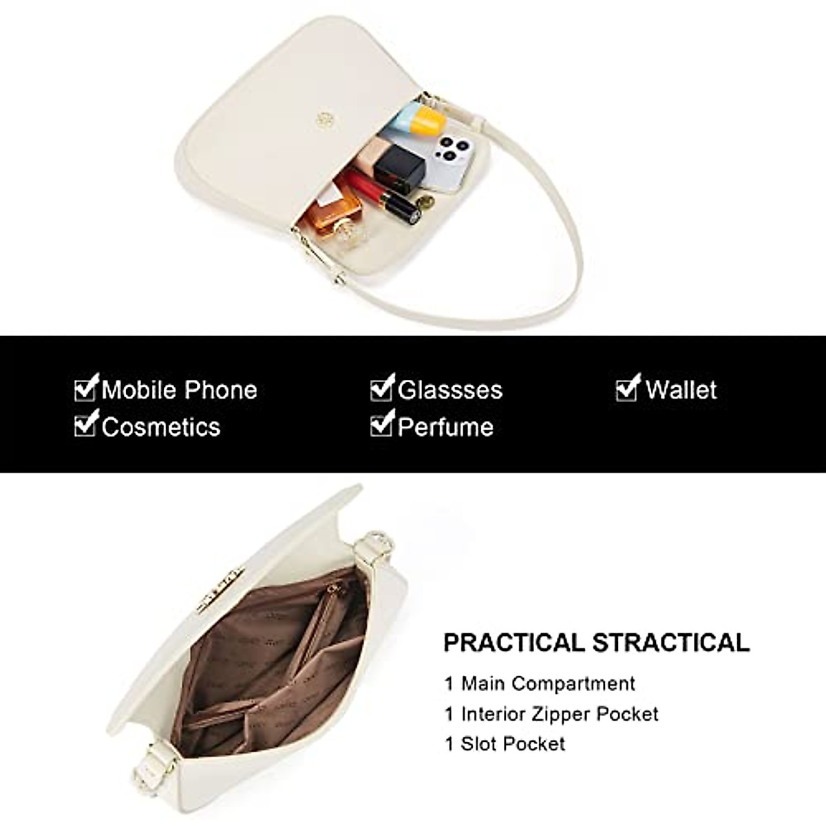 CLUCI Purses for women,Small Shoulder Bag Cute Clutch Designer tote Handbags leather crossbody bag Hobo purse with Zipper Closure