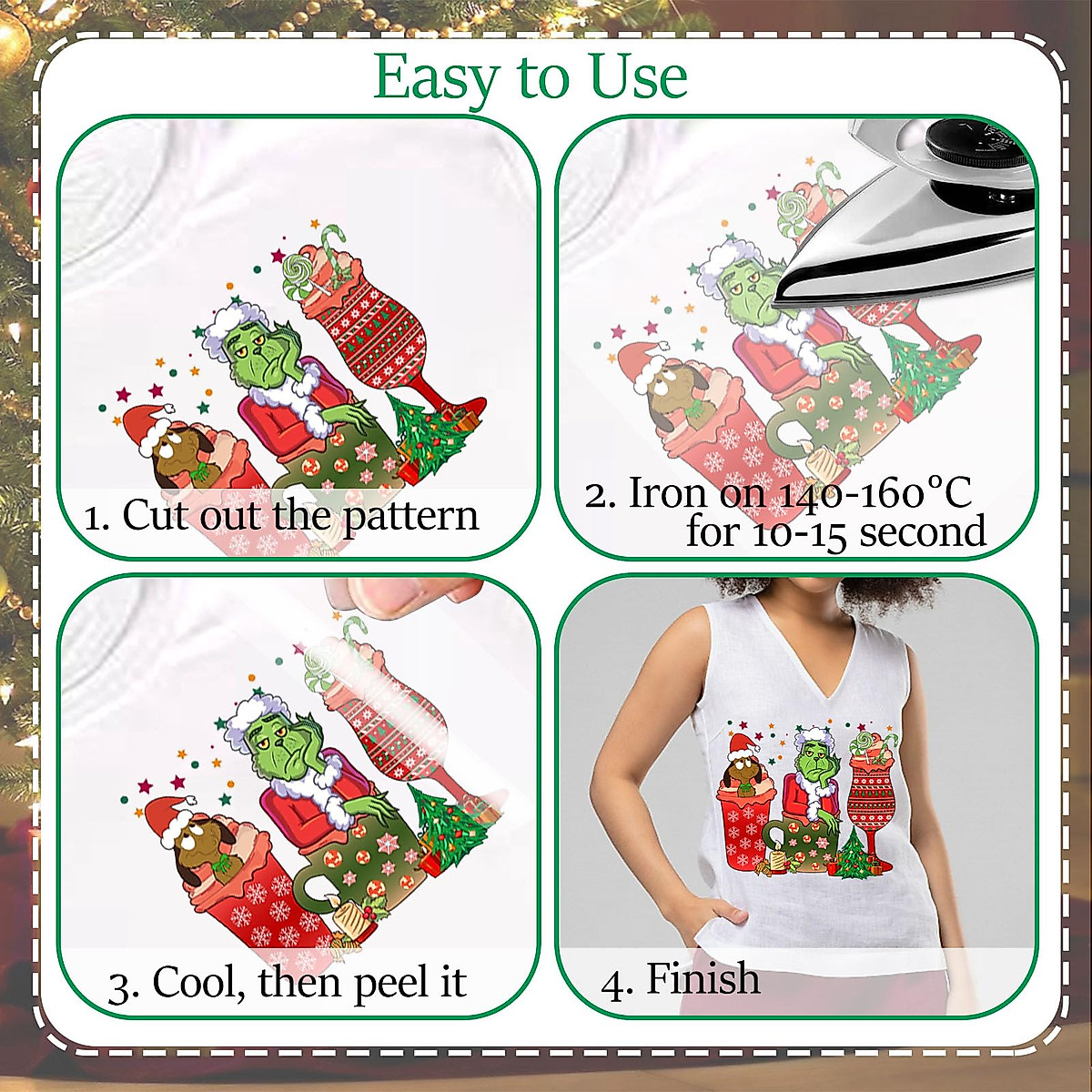 ArtCentury 6PCS Christmas Iron on Transfers, Iron on Decals for T Shirts Iron on Transfers Dtf Transfers Ready to Press Heat Transfer Designs Screen Print Transfers Ready to Press Iron on Shirt Decals