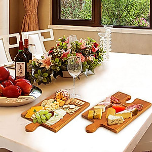 AIDEA Wood Cutting Board Cheese Board with Handle Set of 2 - Wood Charcuterie Platter Serving Tray for Cheese, Crackers, Meat And Wine- Great for Birthday, Housewarming & Wedding Gifts