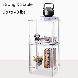 Acrylic Bookcase for Small Spaces, 3 Tier Clear Bookshelf for Bedroom, Bathroom, Living Room, Multipurpose Shelving Unit for Collectibles, Plants, Display, 15.7'' L x 11.8'' W x 30.7'' H