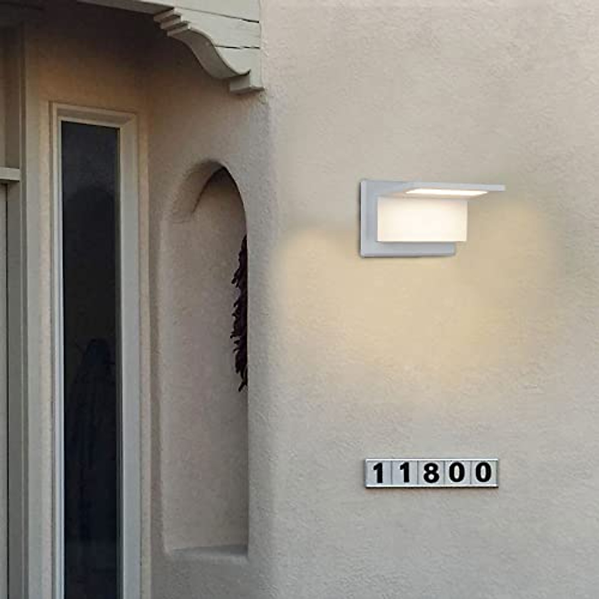 Lustrlach Outdoor Porch Wall Light Fixture Exterior White Modern LED Front Door Light with IP54 Waterproof for Garden Patio Garage,10W 3000K 680LM