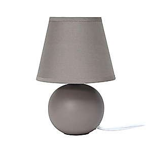 Simple Designs LT2008-GRY Mini Ceramic Globe Table Lamp with Matching Fabric Shade, Gray 5.51 x 5.51 x 8.66