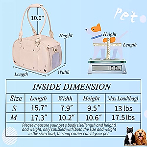 PetsHome Dog Carrier Purse, Pet Carrier, Cat Carrier, Foldable Waterproof Premium Leather Pet Travel Portable Bag Carrier for Cat and Small Dog Home & Outdoor Beige
