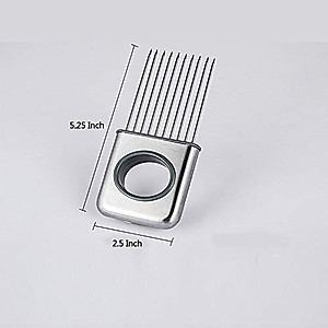 Hvanam Stainless Steel Onion Cut Holder Slicer With 10 Even Prong Easy Hold Vegetable To Cut Tomato Lemon Potatoes And Loosen Meat Kitchen Tools(Silver)