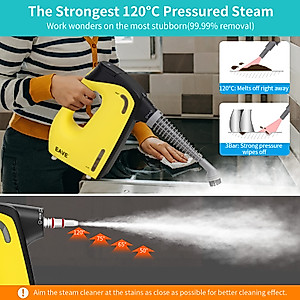 Handheld Steam Cleaner for Home Use, Fast Heat, Limitless Use Time, with Lock Button & Full Accessory Set, Portable & Hand Held, Pressurized Steamer for Cleaning Car, Tile Grout, Upholstery, Furniture