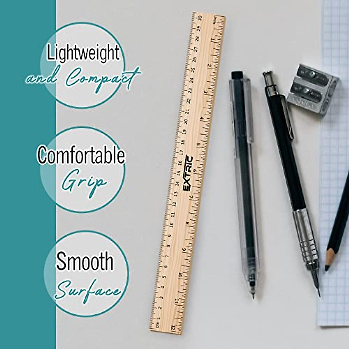 Rulers 36 Pack - Rulers 12 Inch, Rulers for Kids Great for School, Classroom - Wooden Ruler for Home and Office