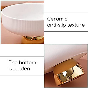 Kelendle Ceramic Footed Bowl Round Pedestal Bowl Decorative Fruit Dish Holder Dessert Display Stand for Kitchen Counter Centerpiece Table Decor Serving Fruit Tray L