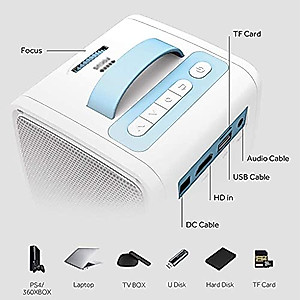 KXDFDC Projector, Projector Portable Movie, More for Movies, TV and Gaming, LED Projector