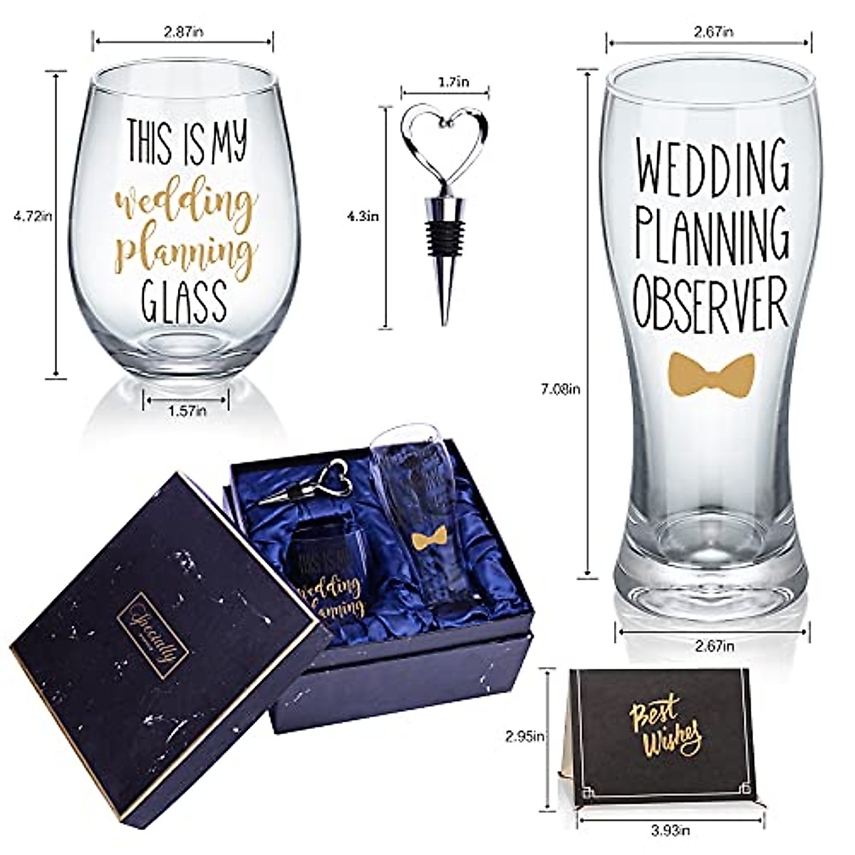 This is My Wedding Planning Glass Set, Engagement Gift for Couples, Mr & Mrs Gift, Anniversary, Wedding Gift for Newlyweds, Bride and Groom, Bridal Shower Gift Set