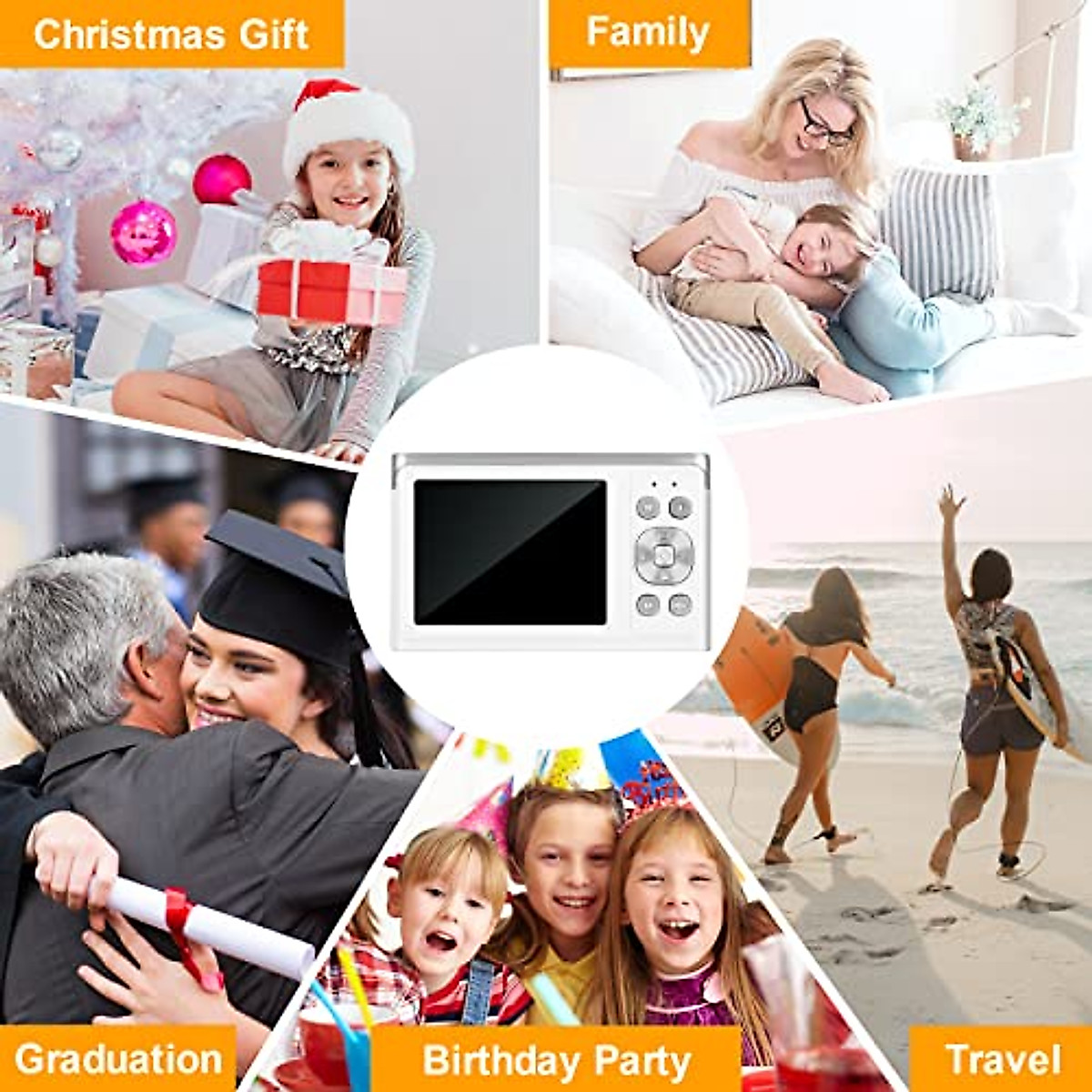 Digital Camera for Kids, Small Cameras for Teens, Portable Compact Camera for Photography, 1080P 50MP Autofocus Children Camera with 32GB SD Card, 2.88 Inch LCD Screen, 16x Digital Zoom (White)