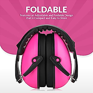 MEDca Ear Muffs Noise Protection - Pink Hearing Protection and Noise Cancelling Reduction Safety Ear Muffs, Fits Children and Adults for Shooting, Hunting, Woodworking, Gun Range, Mowing, and More