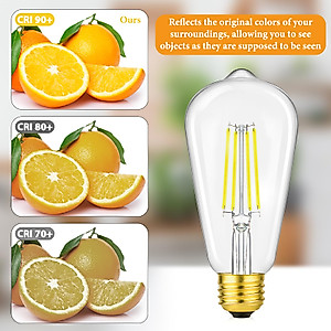 Vintage LED Edison Light Bulbs Dimmable 6W, Equivalent 60W Incandescent, ST58 Antique LED Bulb Daylight White 5000K, LED Filament Bulb E26 Base, CRI 90+, 800lm High Brightness, Clear Glass, Pack of 6