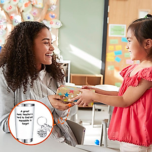 Rtteri Christmas Teacher Gift 20 Oz Tumbler with Lid Straw Brush and Music Teacher Keychain Music Teacher Appreciation Gift for Xmas Women Piano Guitar Violin Music Teacher Graduation Birthday Gift