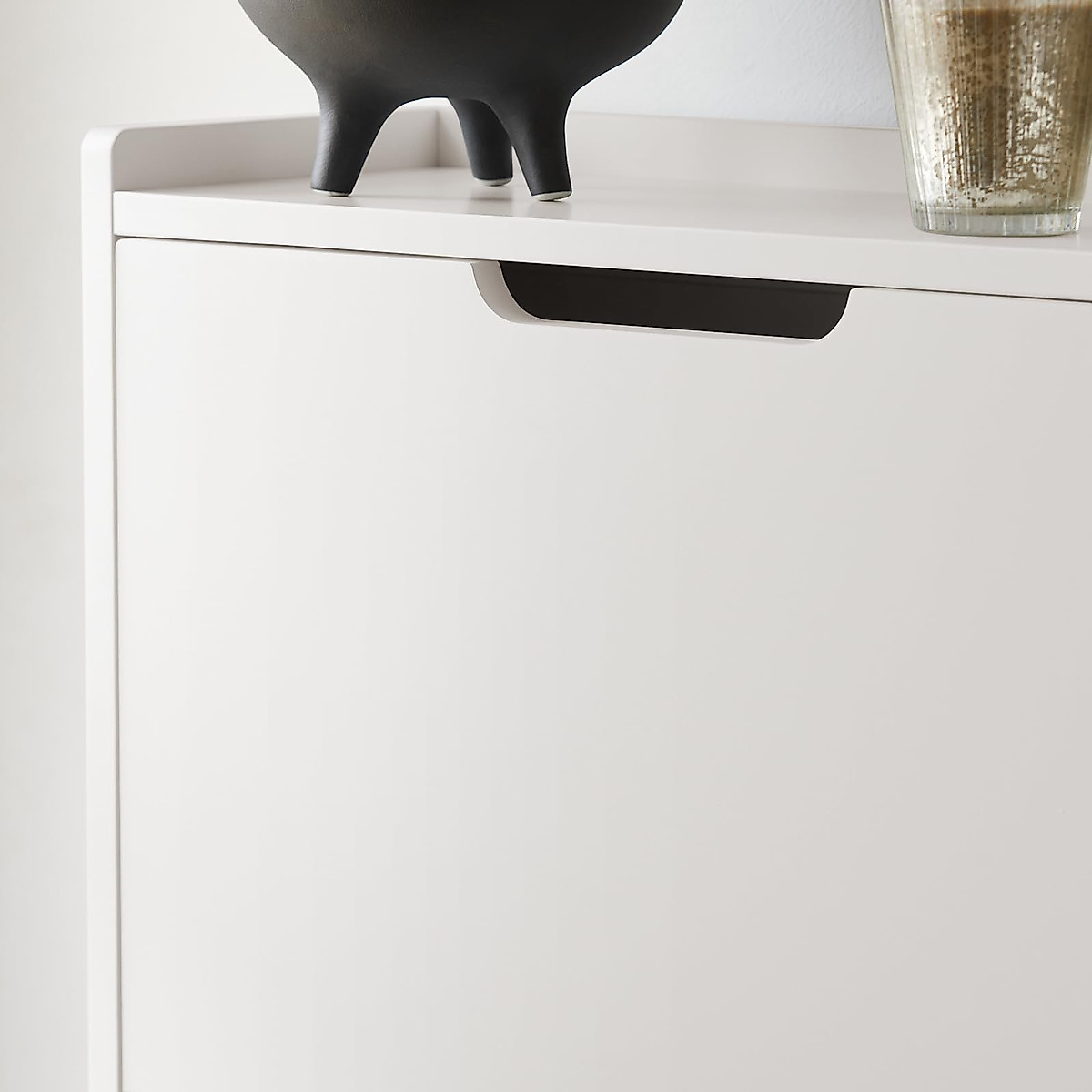 Haotian White Shoe Cabinet Entryway with 3 Flip-Drawers, Narrow Storage Freestanding Shoe Rack, Slim Shoe Organiazer, Hidden Shoe Cupboard, FSR151-H-W