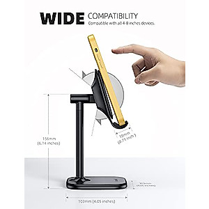 Lamicall Cell Phone Stand for Desk - Adjustable Mobile Phone Holder Dock for Table, Desktop, Office, Compatible with iPhone 13 12 11 X Xr Pro Max 8 7 6 Plus, iPad Mini, 4-10'' Cellphone and Tablets