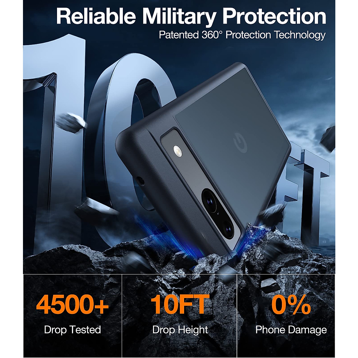 TORRAS Shockproof Designed for Google Pixel 7a Case, [Military Grade Drop Tested] Translucent Slim Protective Matte Hard Back & Soft Edge Cover Phone Case for Google 7a Case 5G Guardian, Black