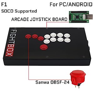 FightBox F1-PC-B All Buttons Leverless-Style Arcade Joystick Fight Stick Game Controller For PC Sanwa OBSF-24 30