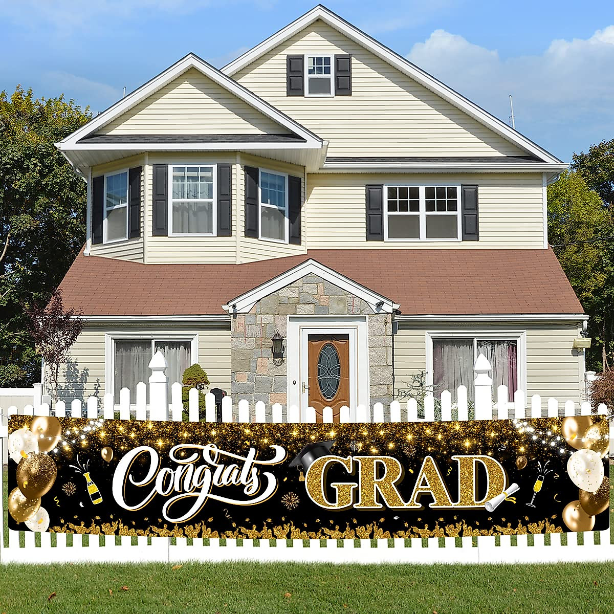 2025 Graduation Decorations-Congrats Grad Yard Sign Banner Decoration for Class of 2025 Graduation Party Supplies
