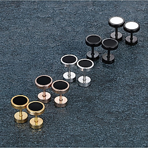 Aroncent Stud Earrings for Men Women Fake Gauge Fake Earrings Stainless Steel Earrings 8MM Rosegold Christmas Gifts