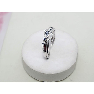 Dazzlingrock Collection 18K Blue Sapphire And White Diamond Women Bridal Engagement Wedding Ring Band Set, White Gold, Size 6.5