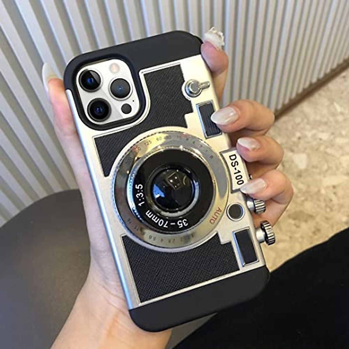 Losin Emily in Paris Phone Case Compatible with iPhone 14 Pro for Women and Girls Camera Case Cute Vintage 3D Design Fashion Neck Strap Crossbody Strap Lanyard Cover Shockproof Protective Cover Black