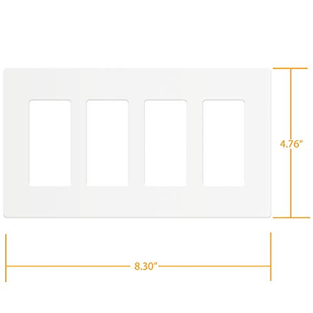 ENERLITES - SI8834-W-STICKER Screwless Decorator Wall Plates Child Safe Outlet Covers, Size 4-Gang 4.68" H x 8.30” L, Unbreakable Polycarbonate Thermoplastic, SI8834-W, Glossy, White