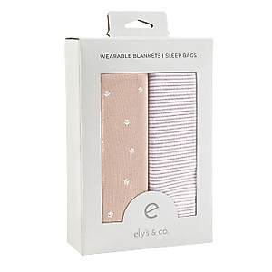 Ely's & Co 100% Cotton Wearable Blanket Baby Sleep Bag 2 Pack (3-6 Months, Blush)
