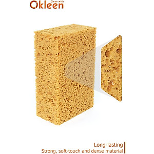 Okleen Car Wash Sponge. Made in Europe. 7.9x5.1x2.8 inches. Large Sponge for Auto, Truck, Motorcycle, Bike Washing. Boat Bail Sponge