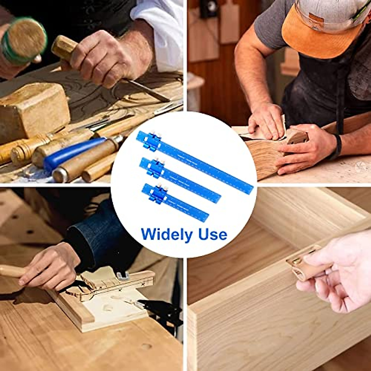 TOURACE Aluminum Woodworking Rulers with Slide Stop (3 Pcs) Precision Pocket Ruler Metal T Track Ruler, Square Ruler Inch and Metric Marking Measuring Scribing Ruler