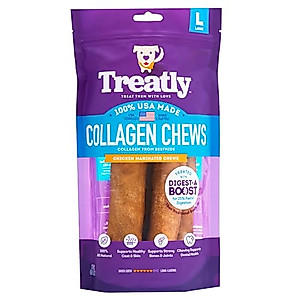 Treatly USA Collagen Rolls 9-10" Dog Chew Treats - Chicken Marinade Flavor, 4 Count/1 Pack