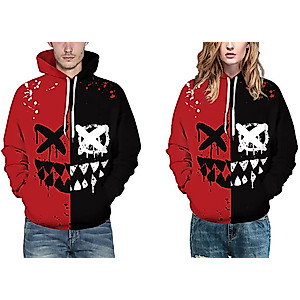 Chaos World Men's Novelty Hoodie Long Sleeves 3D Funny Graphic Print Sweatshirt Pullover(5X-Large,3 Black Red Wing)