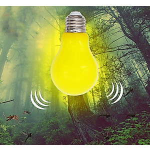 Qixivcom 4 Packs 3W A19 LED Bug Light Bulbs Yellow LED Bulbs E26 Outdoor Bug Light Bulb 25W Equivalent 2000K Amber Glow Bug Light Bulb Night Light for Bedroom Garden Patio Porch Backyard Hallway