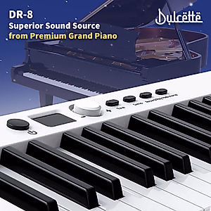 Dulcette *NEW* Foldable Electric Piano Keyboard | 88 Keys Portable Keyboard | Semi-Weighted Touch Sensitive Keys | MIDI & Dual Speakers Sustain Pedal | Digital Piano FREE Bag (White)
