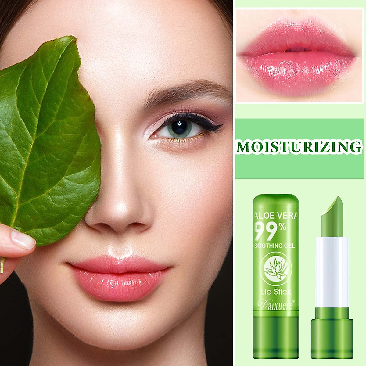 WENJLYJ 8 PCS Aloe Vera Lipstick,Magic Temperature Color Changing Lip Gloss Set,Long-lasting Nutritious Waterproof Lip Balm Moisturizing Lipstick Lip Makeup Kits for Women