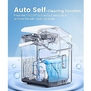 COWSAR Ice Maker, Nugget Ice Maker Machine, Portable Ice Machine with Self-Cleaning, 34Lbs/Day, Ice Makers Countertop with Handle, Ice Scoop and Basket for Home Office Party, White