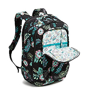Vera Bradley Women's Cotton Large Travel Backpack Travel Bag, Island Garden - Recycled Cotton, One Size